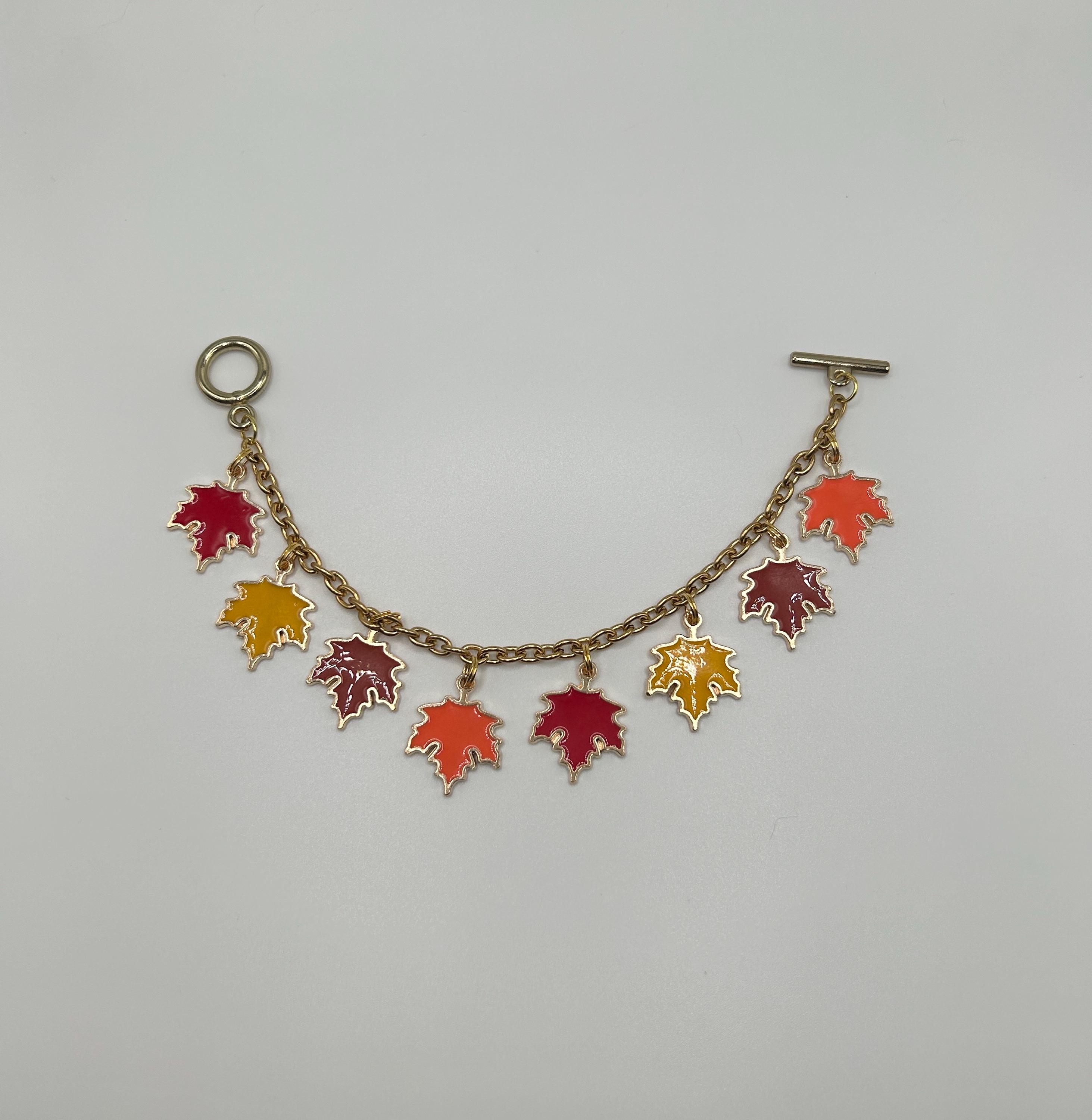 Fall Maple Leaf Chain Charm Bracelet - Etsy