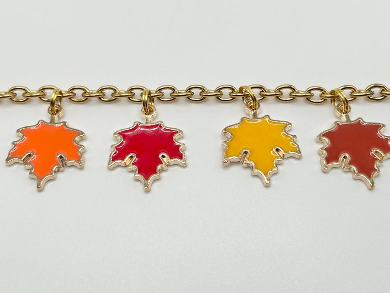 Fall Maple Leaf Chain Charm Bracelet - Etsy