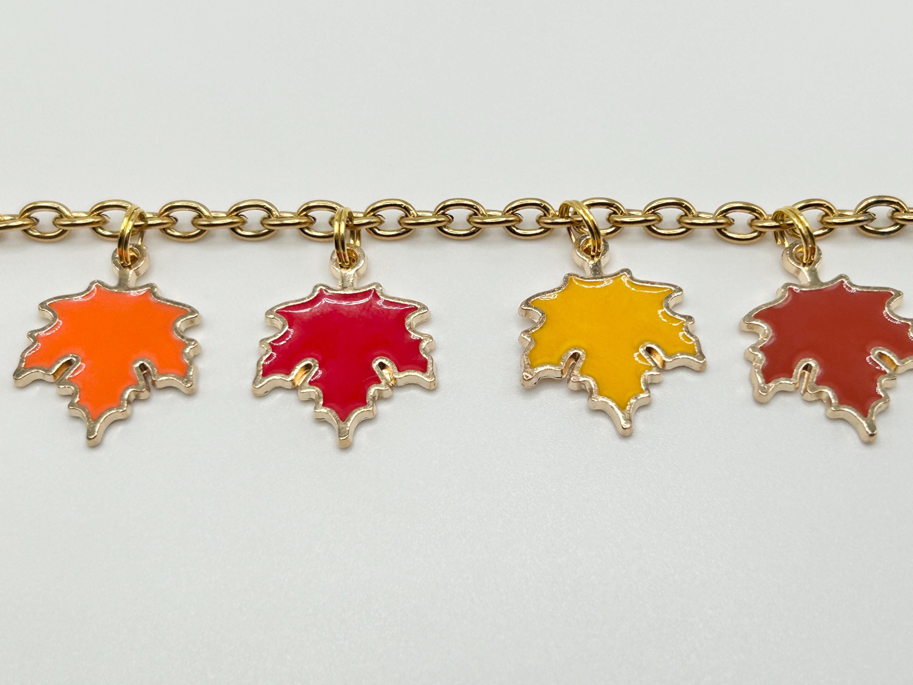 Fall Maple Leaf Chain Charm Bracelet - Etsy
