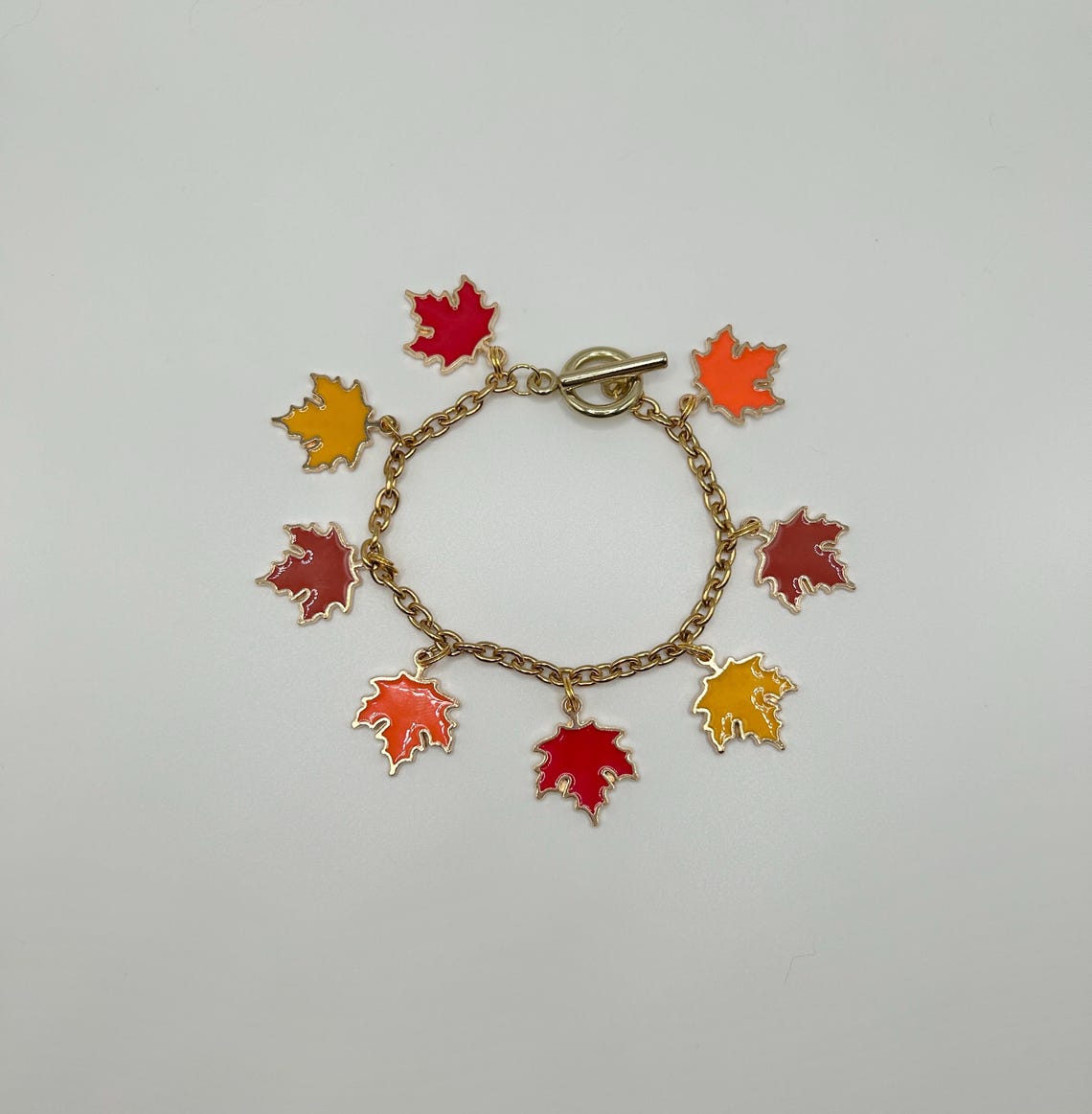 Fall Maple Leaf Chain Charm Bracelet - Etsy