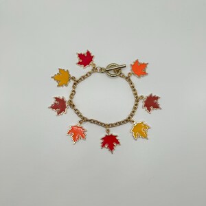 Fall Maple Leaf Chain Charm Bracelet - Etsy