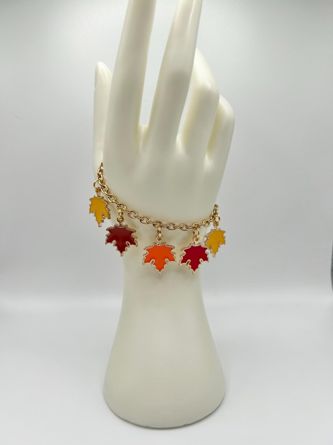 Fall Maple Leaf Chain Charm Bracelet - Etsy