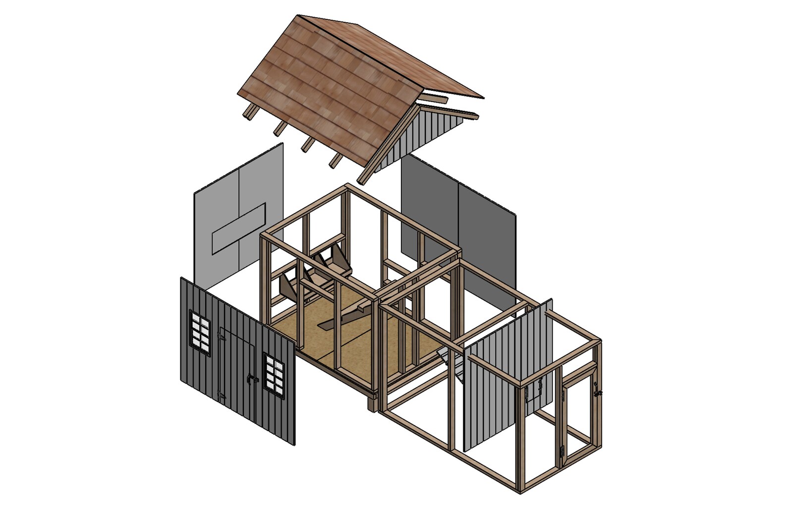 Chicken Coop With Attached Run Building Plans | DIY Coop Plans for 6-12 ...