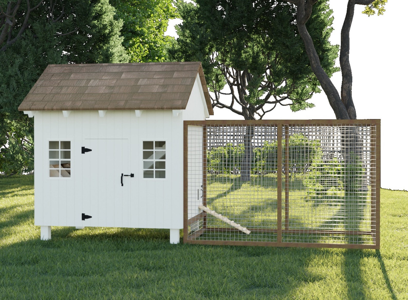 Chicken Coop With Attached Run Building Plans | DIY Coop Plans for 6-12 ...