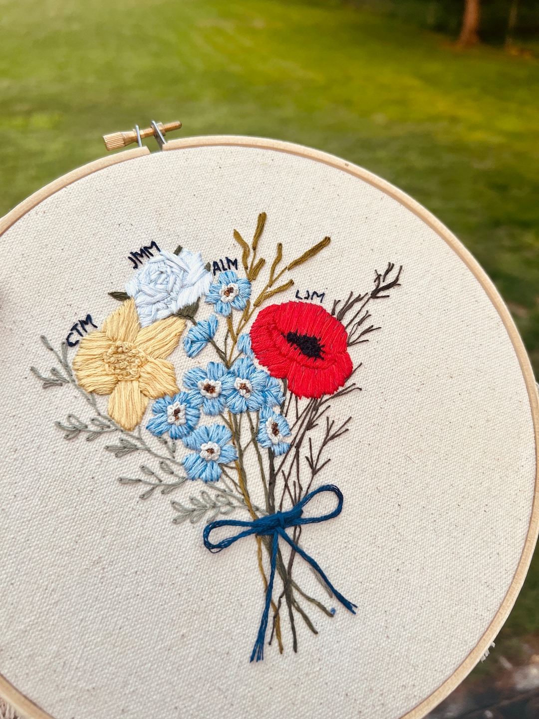 Custom Birth Flower Arrangement Embroidery Art - Etsy