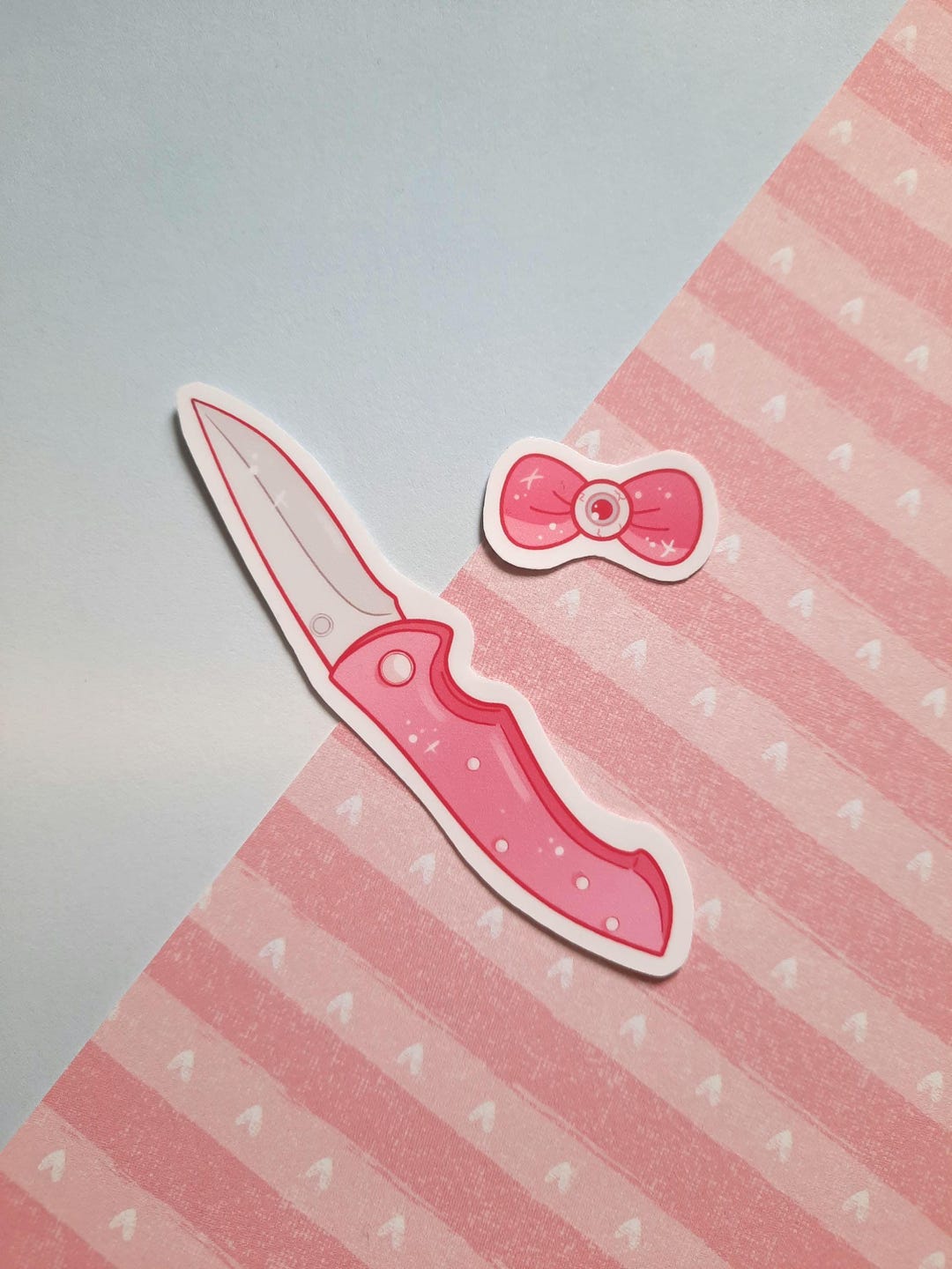 Set of 2 Menhera Waterproof Stickers- Knife Sticker and Bow Sticker ...