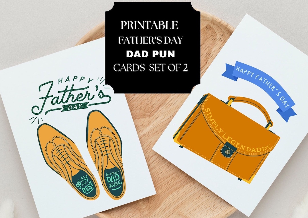 PRINTABLE Father's Day Cards, Set of 2 Dad Pun Theme - Etsy