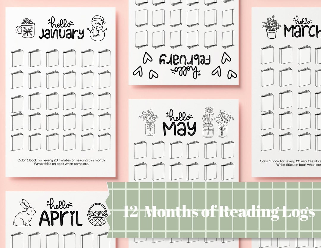 12 Month Reading Tracker Set - Etsy