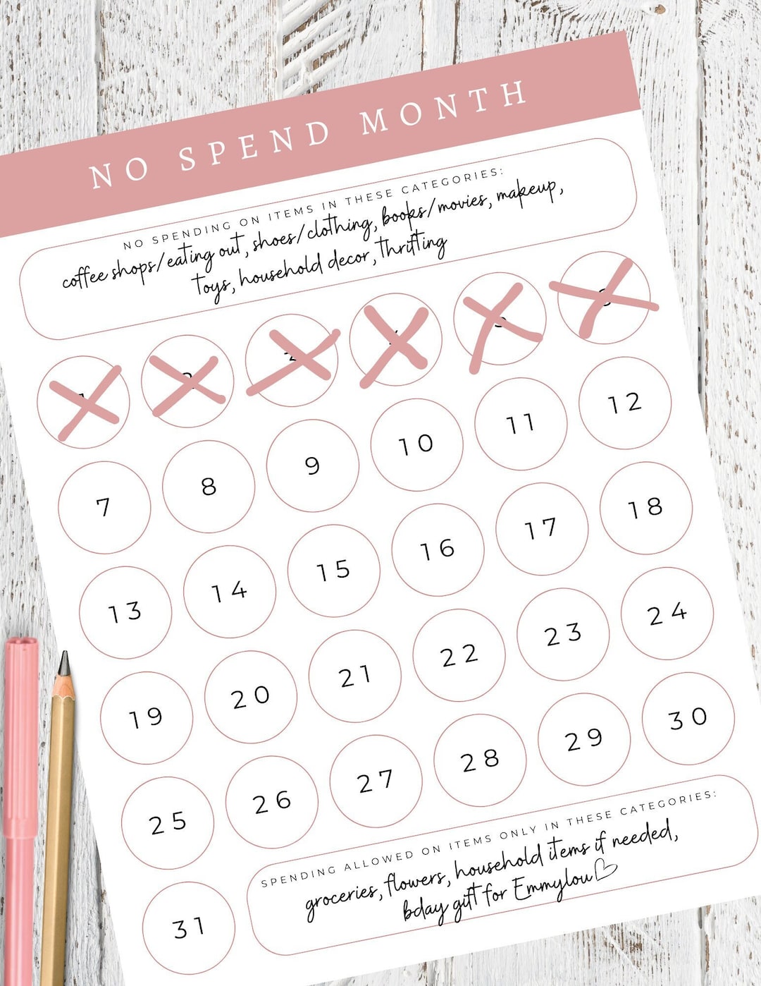No-spend-month Printable Tracker - Etsy