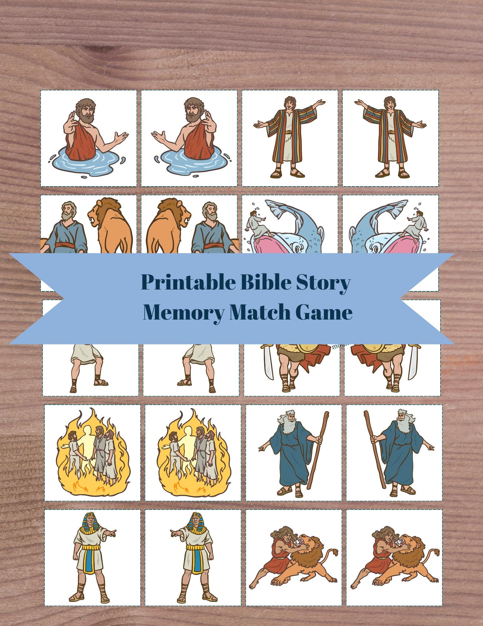 Printable Bible Story Memory Match Game - Etsy