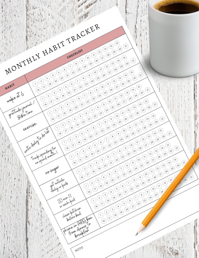 Monthly Habit Tracker Printable Log - Etsy