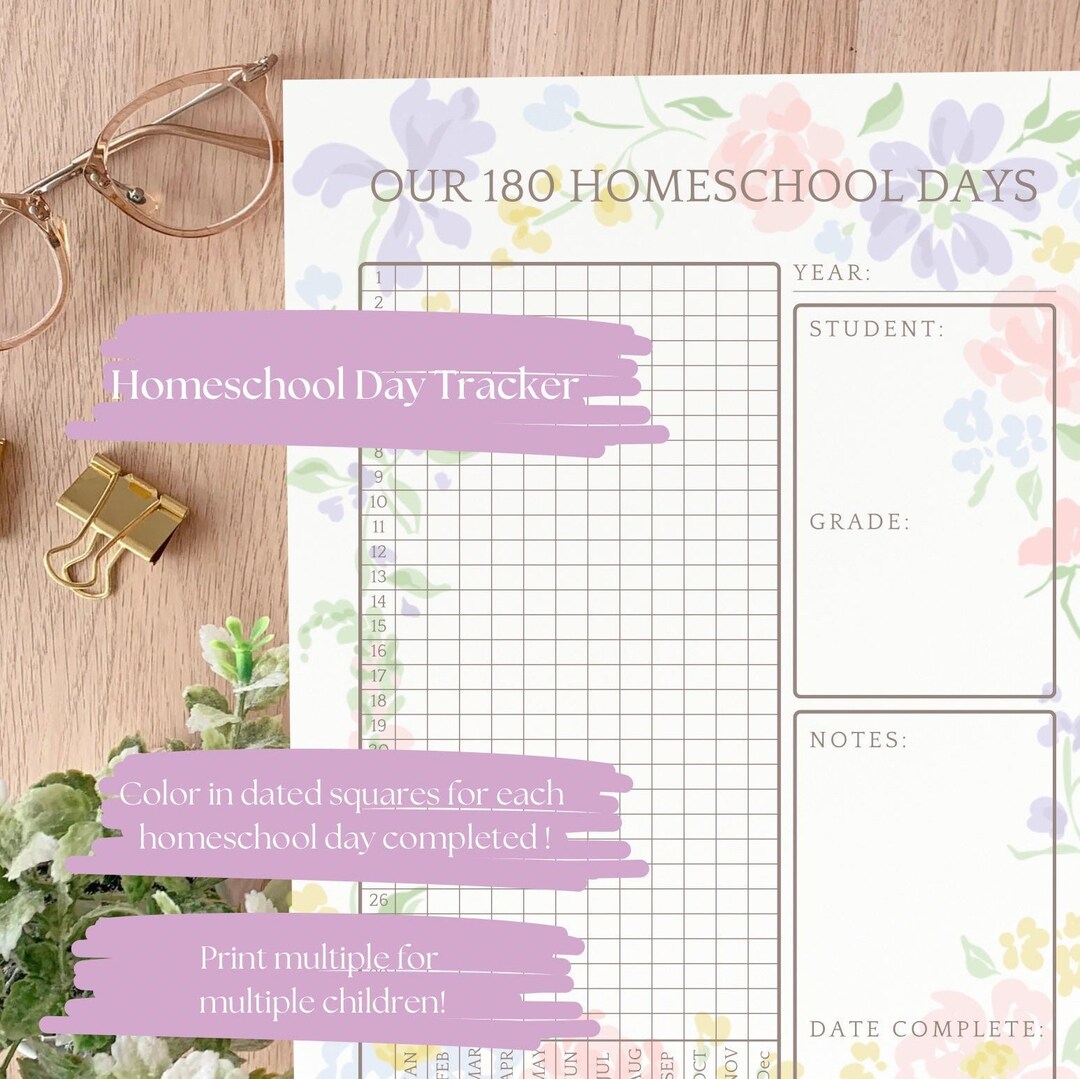 DATELESS 180 Homeschool Days Tracker - Etsy