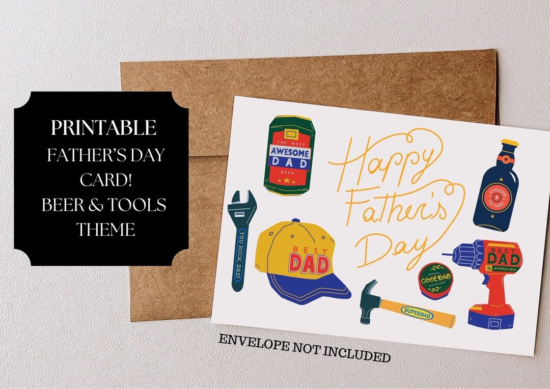Beer & Tools: PRINTABLE Father's Day Card - Etsy