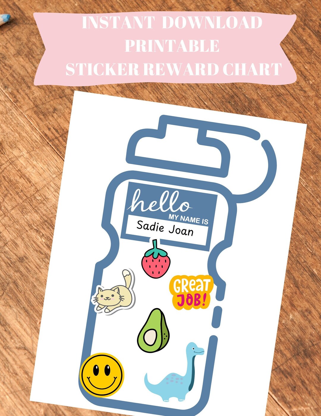 Printable Water Bottle Sticker Reward Chart/ Name Tag - Etsy