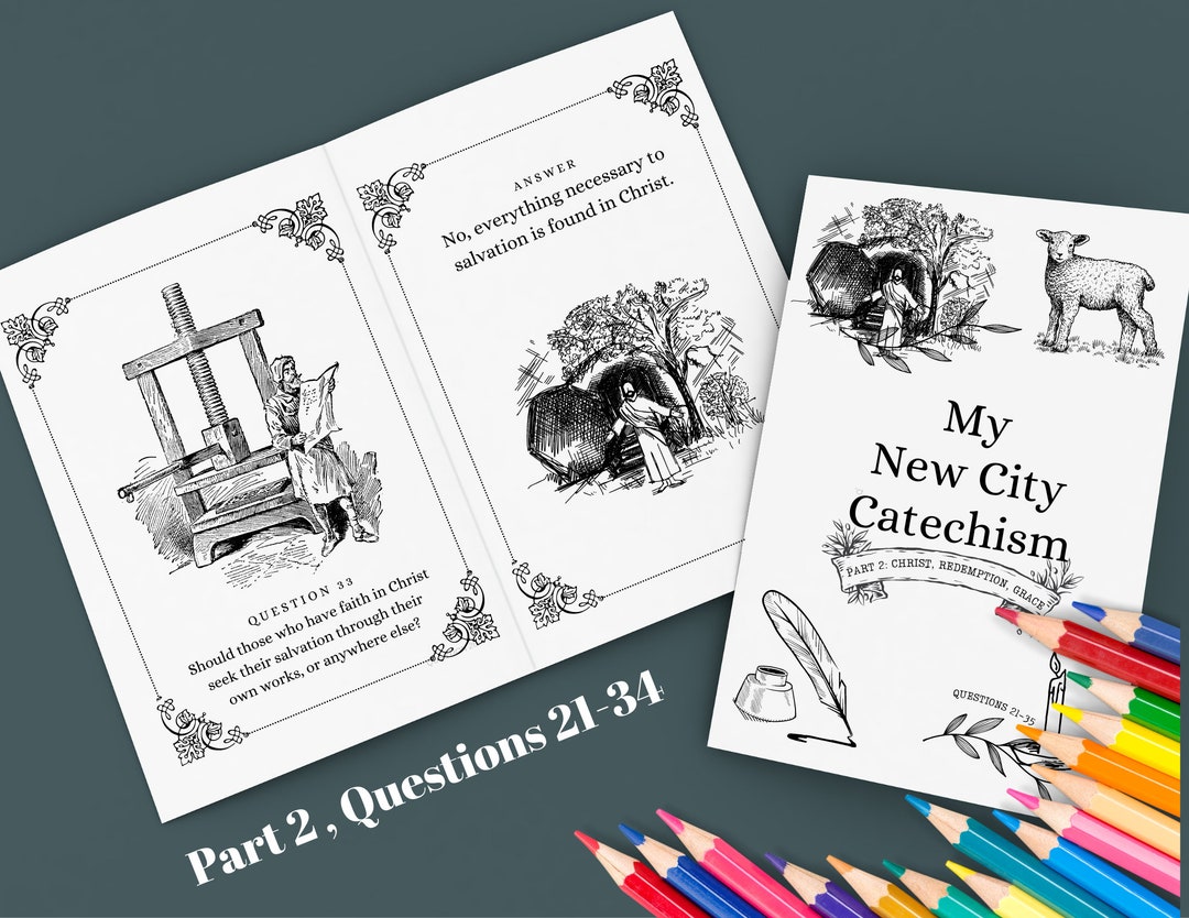 PART 2/new City Catechism for Kids (Q21-34) Printable Coloring Pages - Etsy