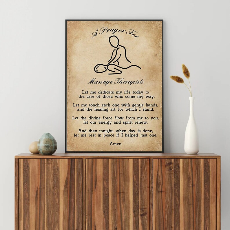 Massage Therapist Prayer Poster Massage Therapist Room Etsy