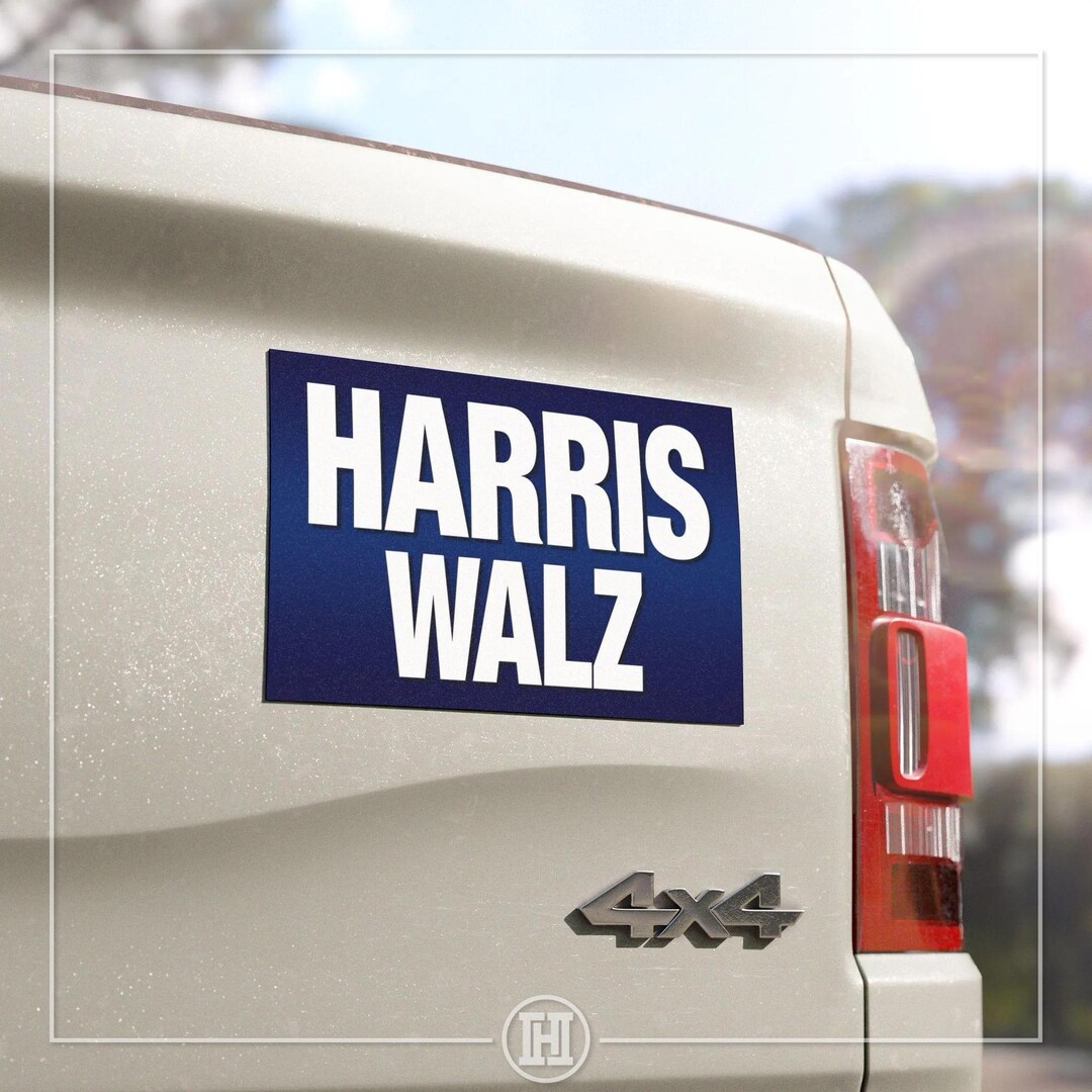 Harris Walz 2024 Car Magnet White on Dark Blue 7.5'' 4.5'' Durable All ...