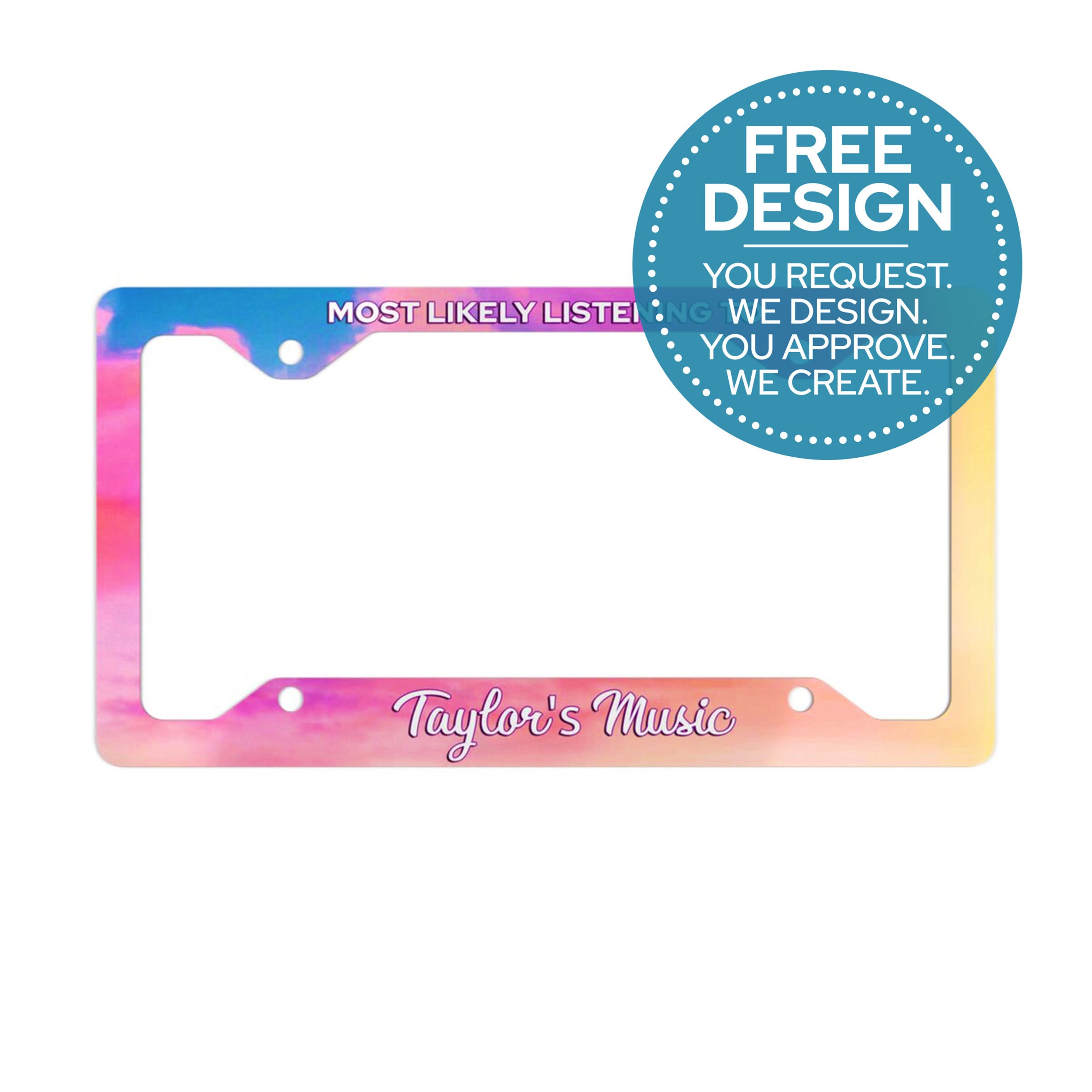 Custom License Plate Frame FREE Design Personalized Vanity Tags Swift ...
