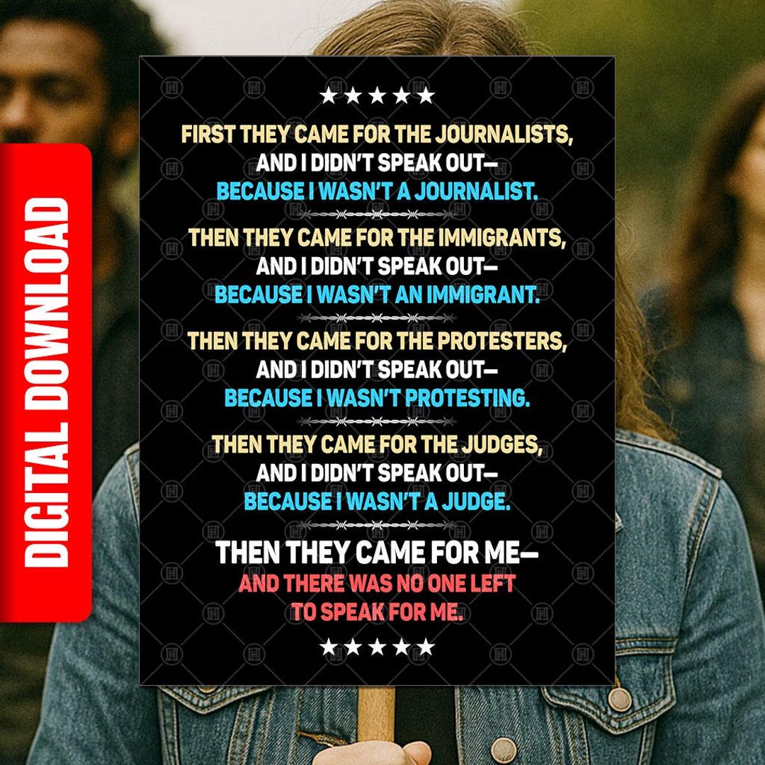 First They Came PRINTABLE SIGN, Anti-trump Protest, No Kings, Digital ...