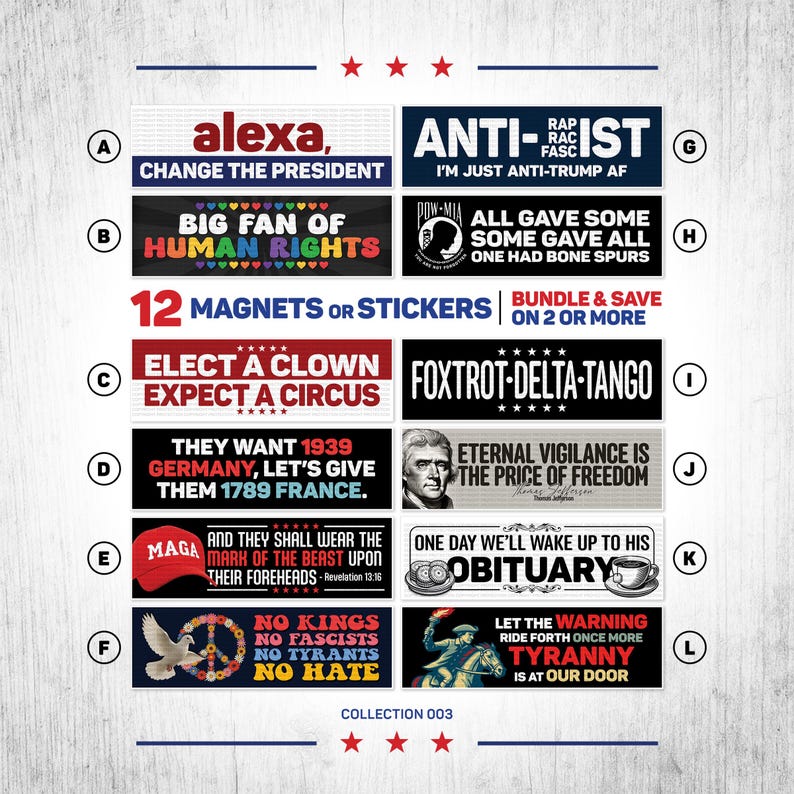 Human Rights No Kings Resist Anti-trump Bumper STICKER Car MAGNET ...