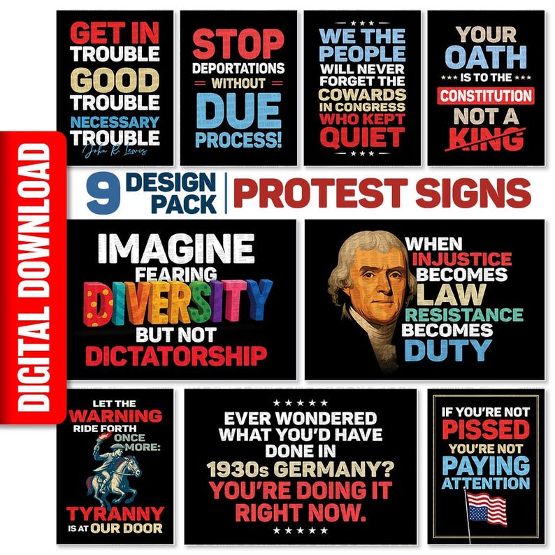 9 Anti Trump Protest Sign Bundle Printable Digital Download No Kings ...