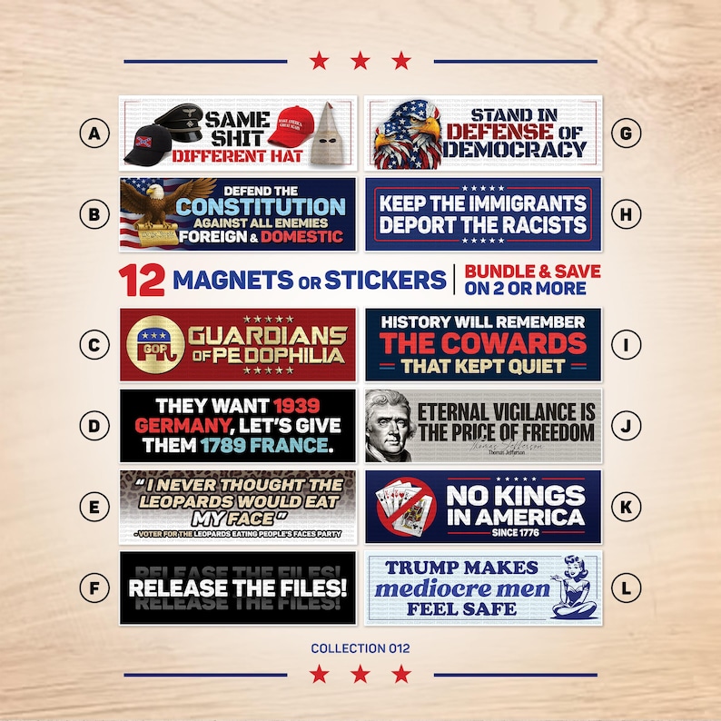 ANTI TRUMP Sticker Magnet Set Political Protest Pro Democracy Vinyl ...