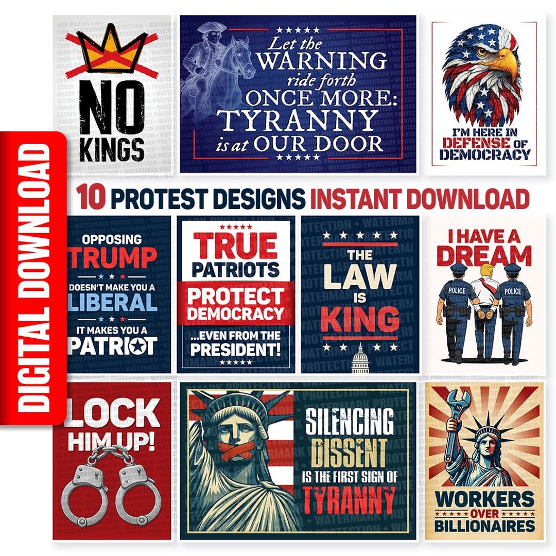 No Kings Anti-trump INSTANT DOWNLOAD, Printable Protest Posters ...