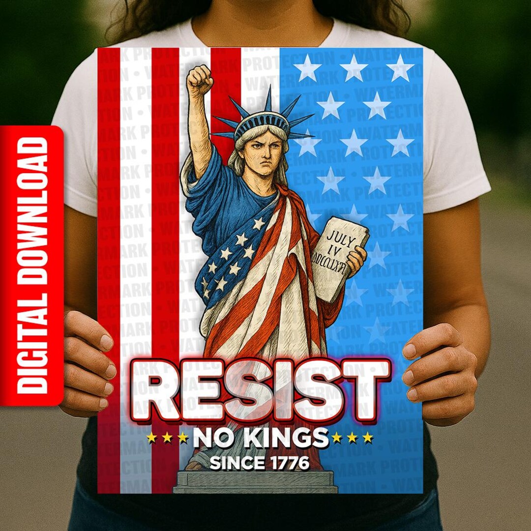 Resist, No Kings Protest, Statue of Liberty, Anti Trump Sign Printable ...