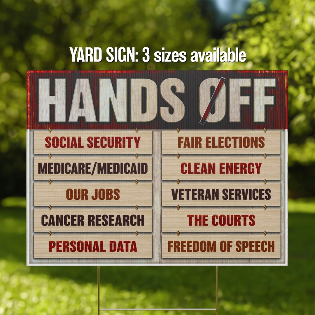 Anti-trump Yard Sign - "hands off Medicare, Medicaid, Social Security ...