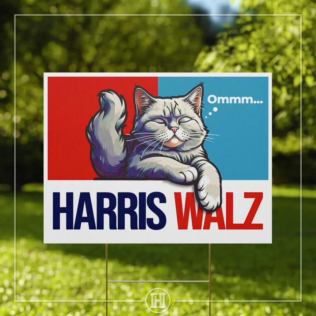 Cats for Harris Walz Yard Sign Campanha 2024 Relaxado e calmo Placa ...