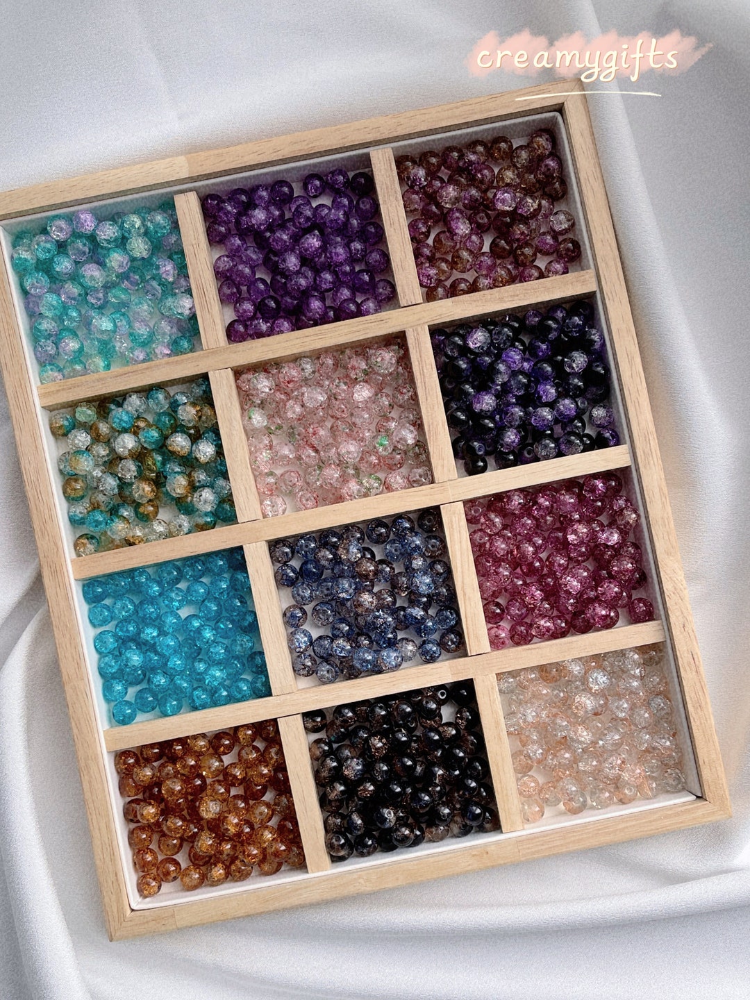 Round Polished Glass Beads 10mm Crackled Glass Beads for DIY - Etsy Canada