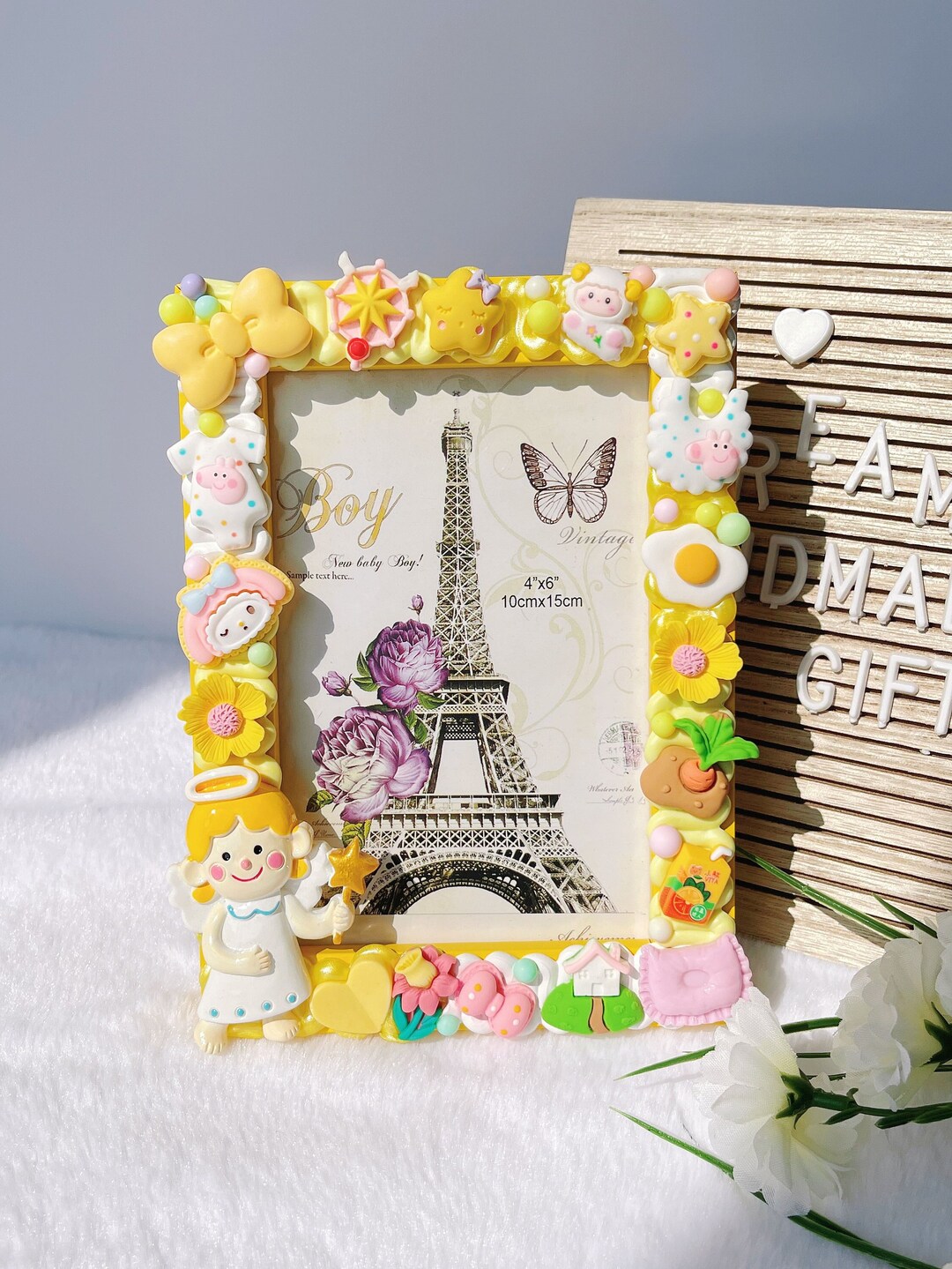 Lovely Decoden Photo Frame 4x6in - 10x15cm Photo Frame With Cute Charms ...