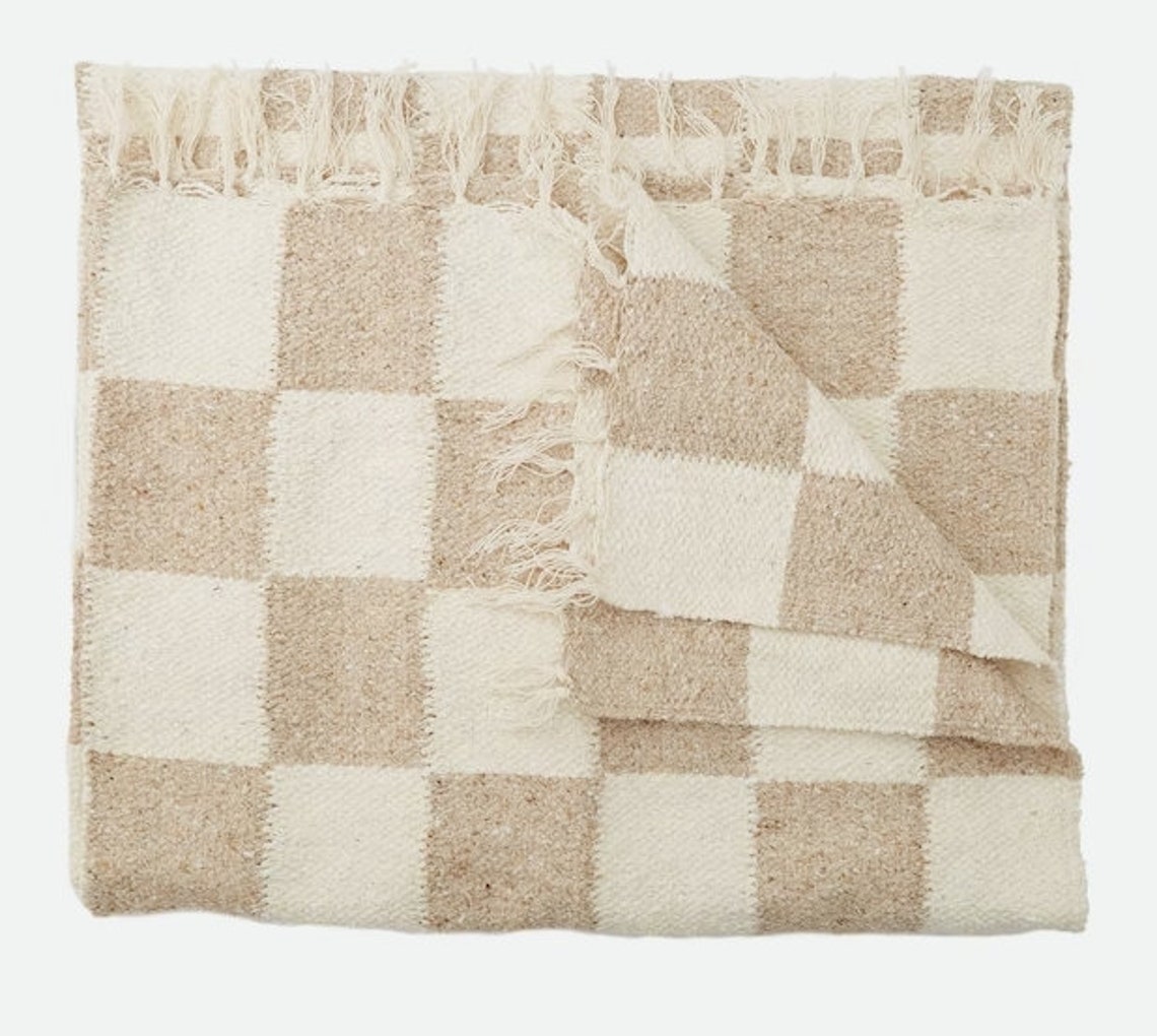Tan & Cream - Heavyweight Checker Throw Blanket | Home Living and Style ...
