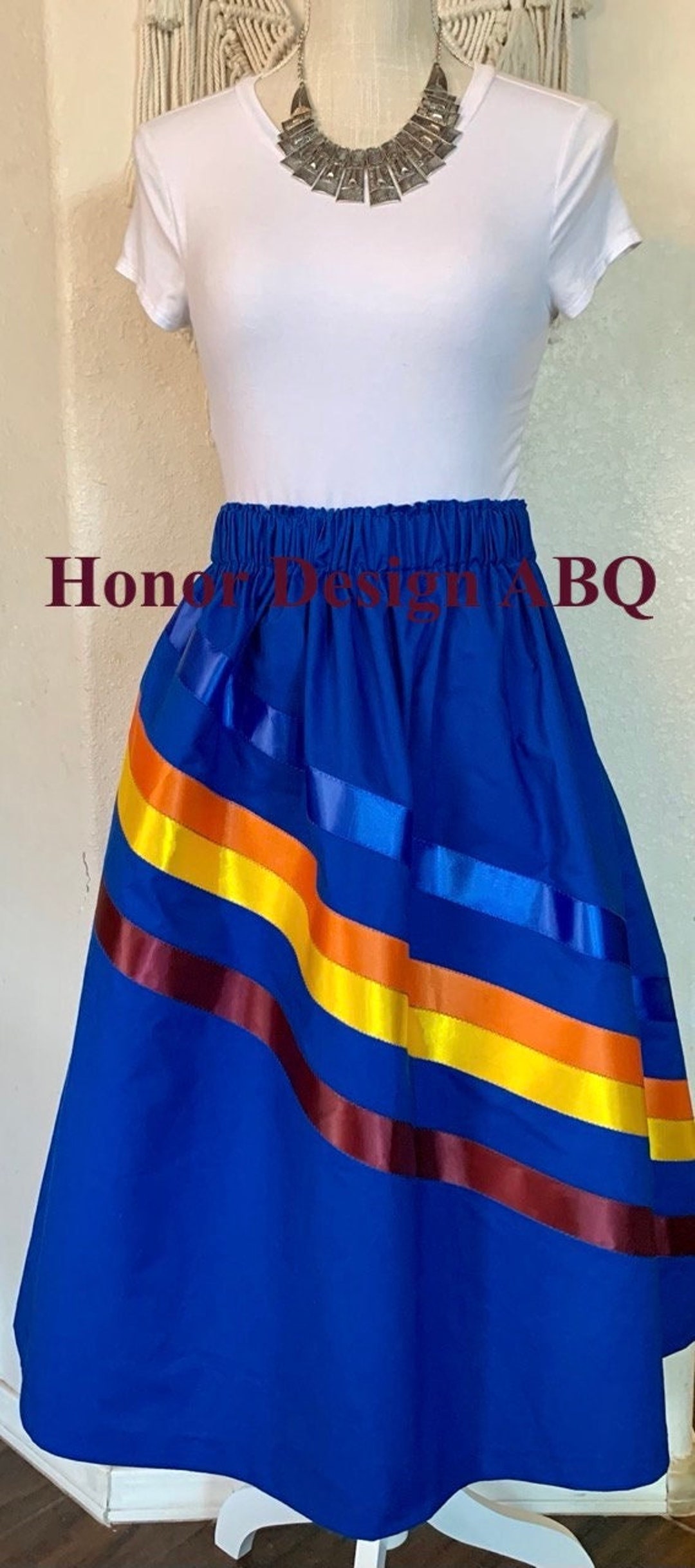 Traditional Ribbon Skirt Royal Blue Solid Print Large - Etsy