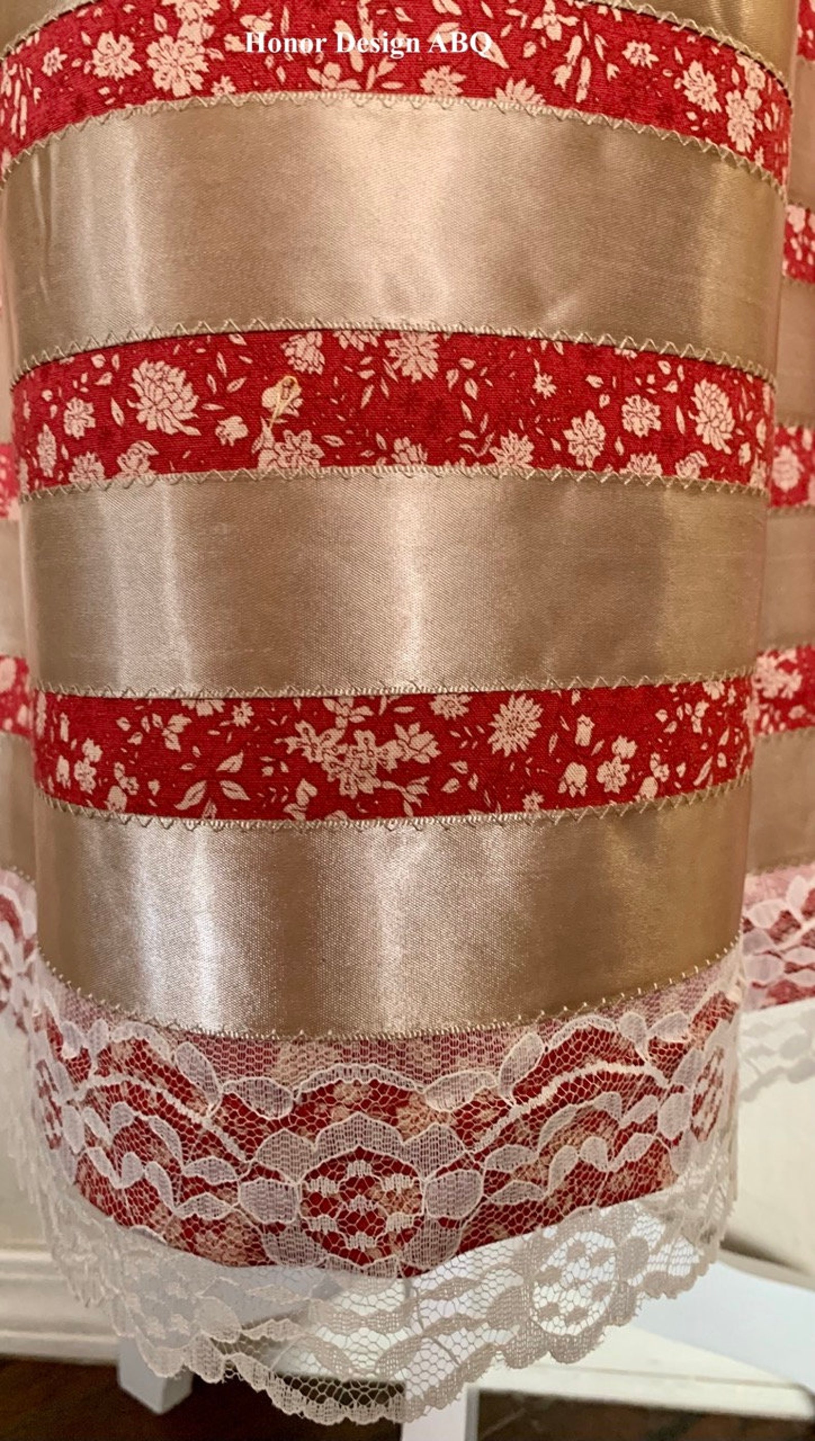 Traditional Ribbon Skirt Prairie Red Cream Floral Lace X-large - Etsy