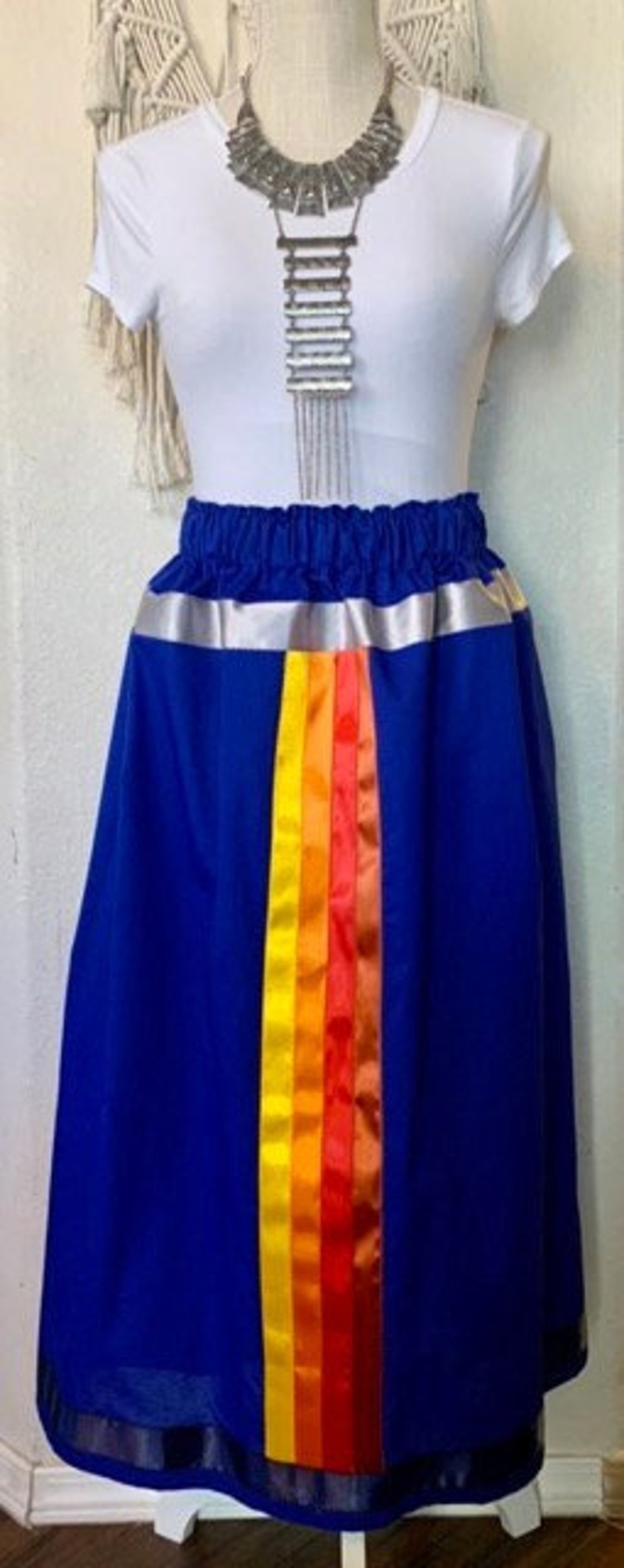 Traditional Ribbon Skirt Royal Blue Sunrise Sunset Ribbons - Large - Etsy