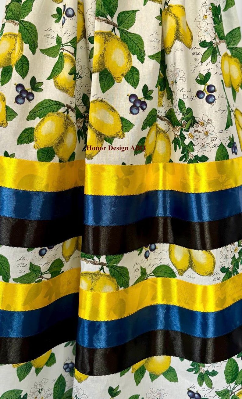 Ribbon Skirt Traditional Lemon Blueberry Farm Print - Medium - Etsy