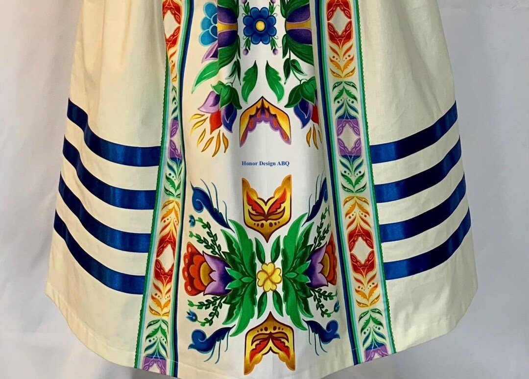 Couture Regalia Collection Ribbon Skirt White With Royal Blue Ribbons ...
