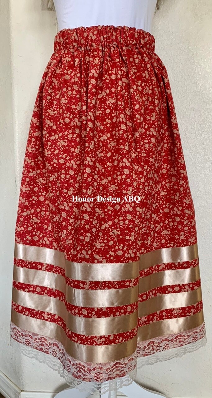 Traditional Ribbon Skirt Prairie Red Cream Floral Lace X-large - Etsy