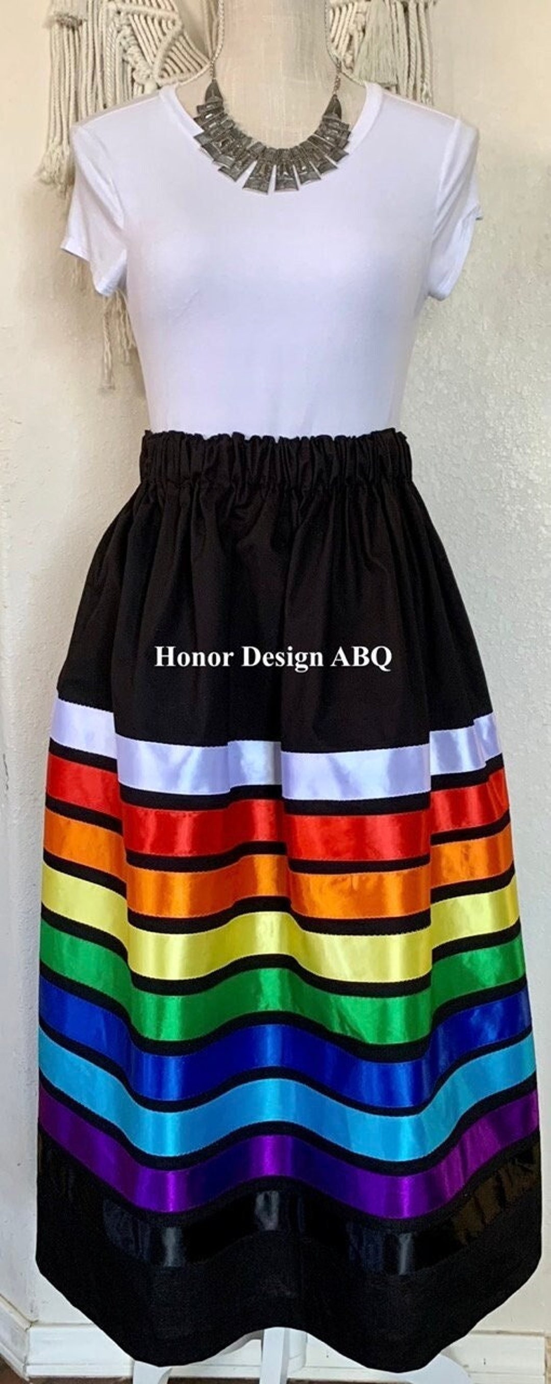 Traditional Ribbon Skirt - the Chromatic Collection in Luxe Solid Black ...