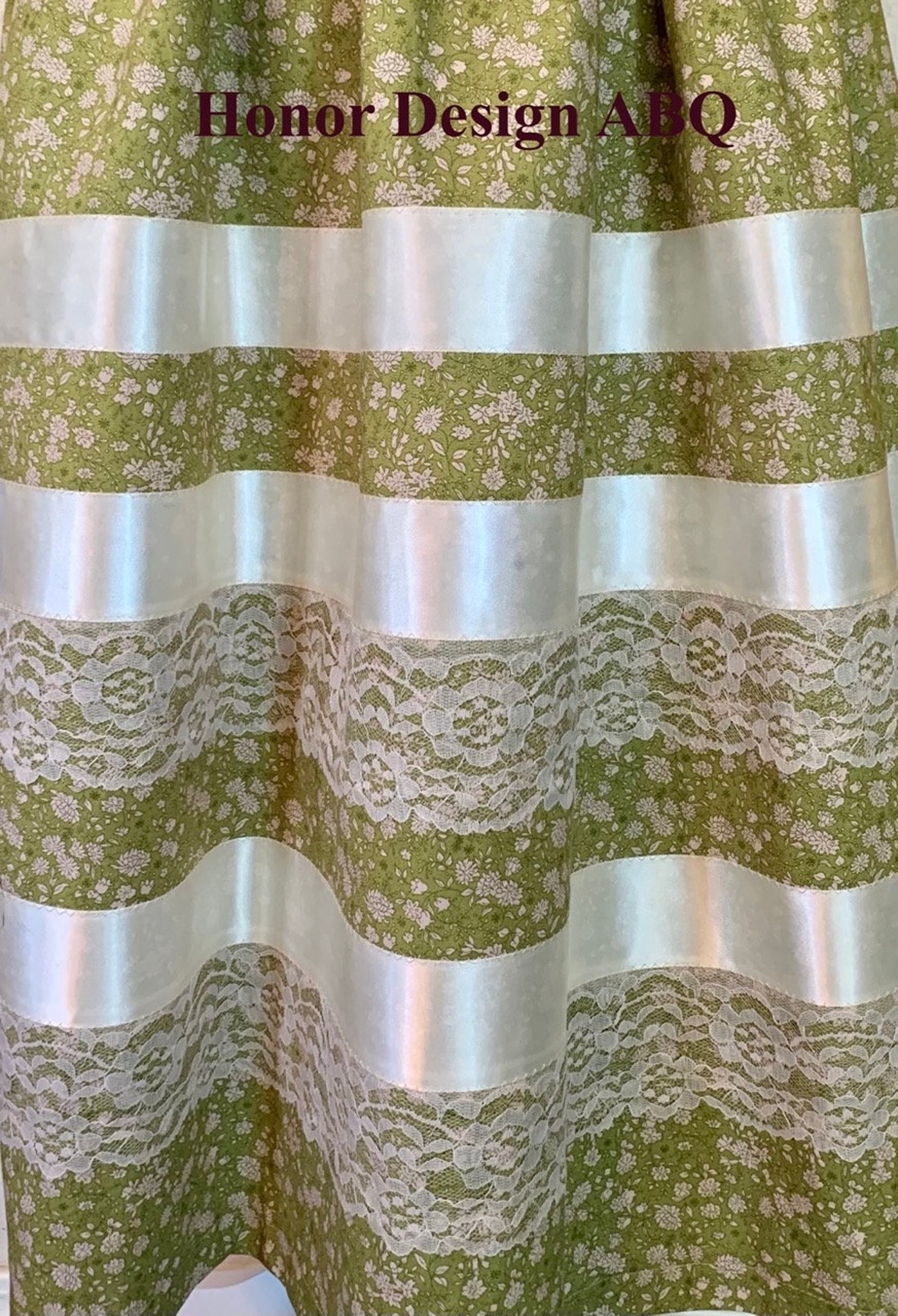 Traditional Ribbon Skirt Prairie Green Cream Floral Lace - Etsy