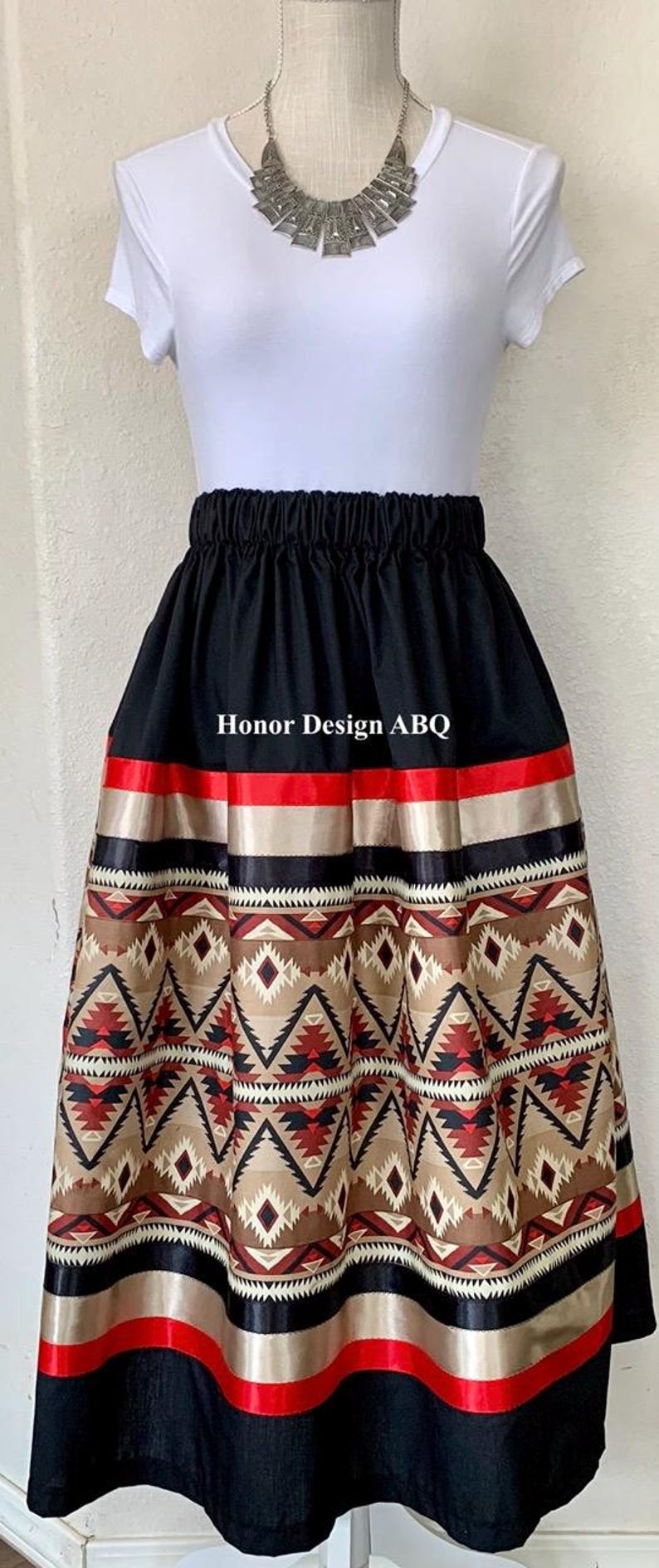 Ribbon Skirt Traditional in Black With Native Print Medium - Etsy