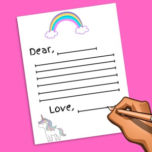 Unicorn Rainbow Girl Editable Stationary, Digital Download PDF ...