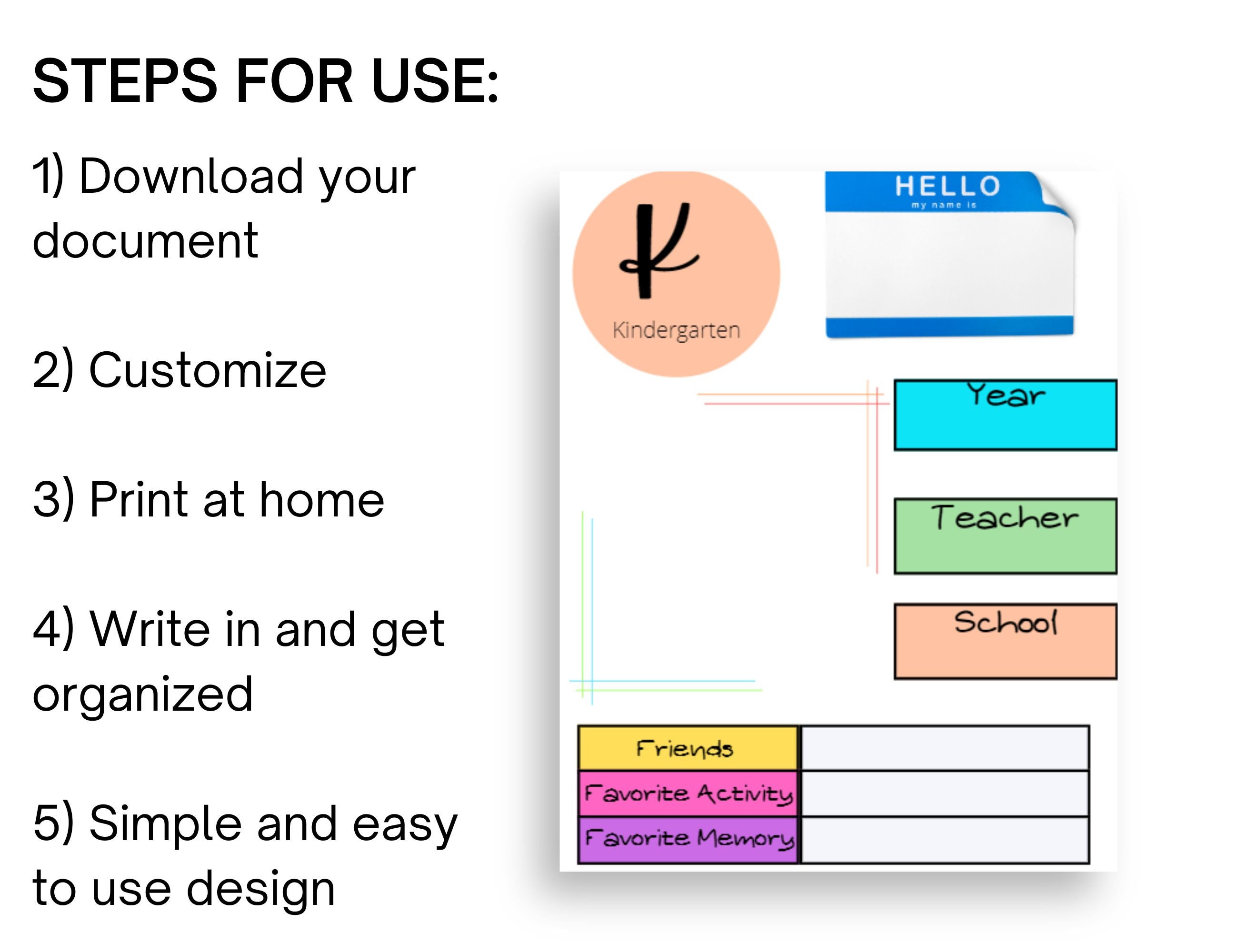 Editable School Printable Yearly Memory Sheets, School File Binder/box ...