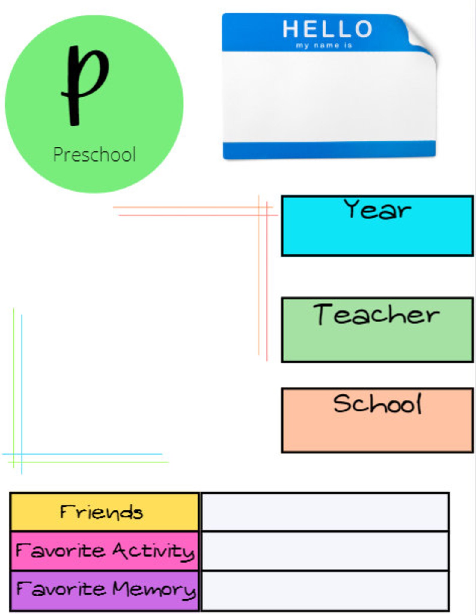 Editable School Printable Yearly Memory Sheets, School File Binder/box ...