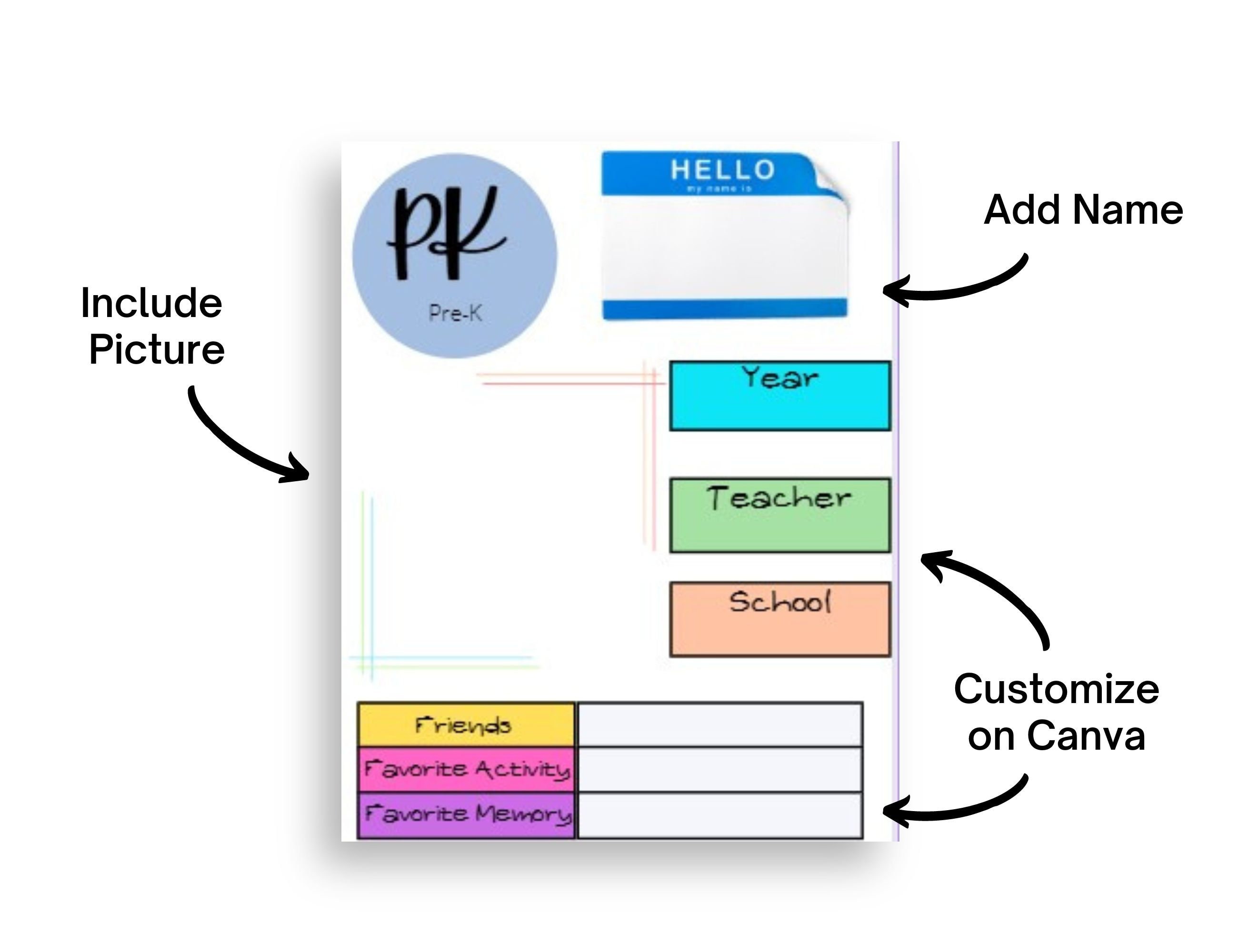 Editable School Printable Yearly Memory Sheets, School File Binder/box ...