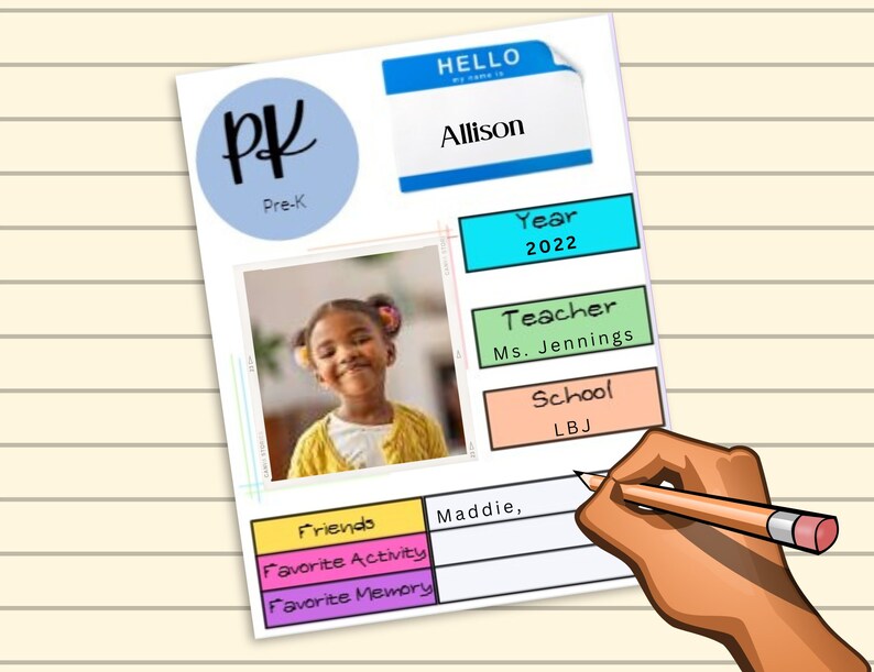 Editable School Printable Yearly Memory Sheets, School File Binder/box ...