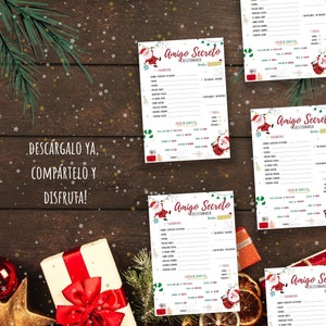 Spanish Version Instant Download Fun Secret Santa Questionnaire ...
