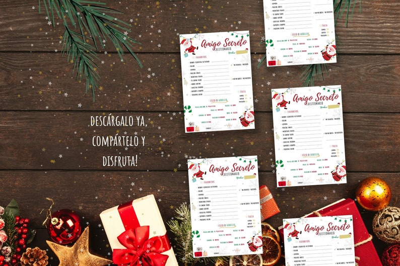 Spanish Version Instant Download Fun Secret Santa Questionnaire ...