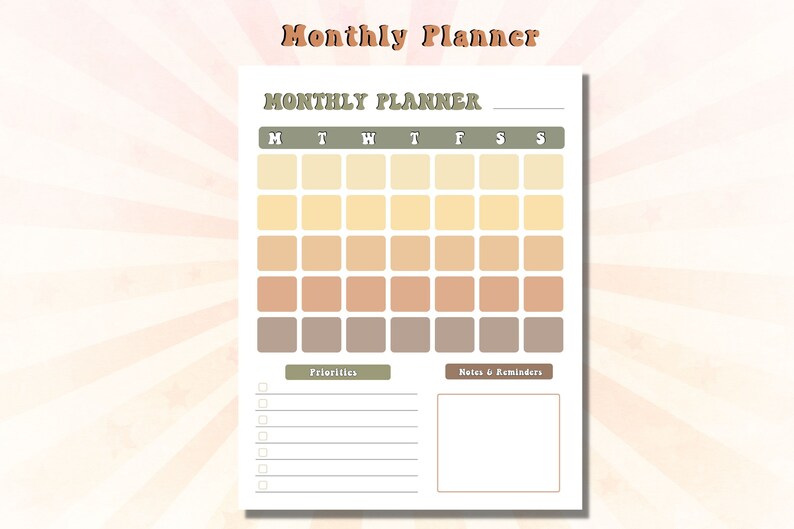 Printable Retro Planner Set, Digital Weekly Planner, Personal Monthly ...